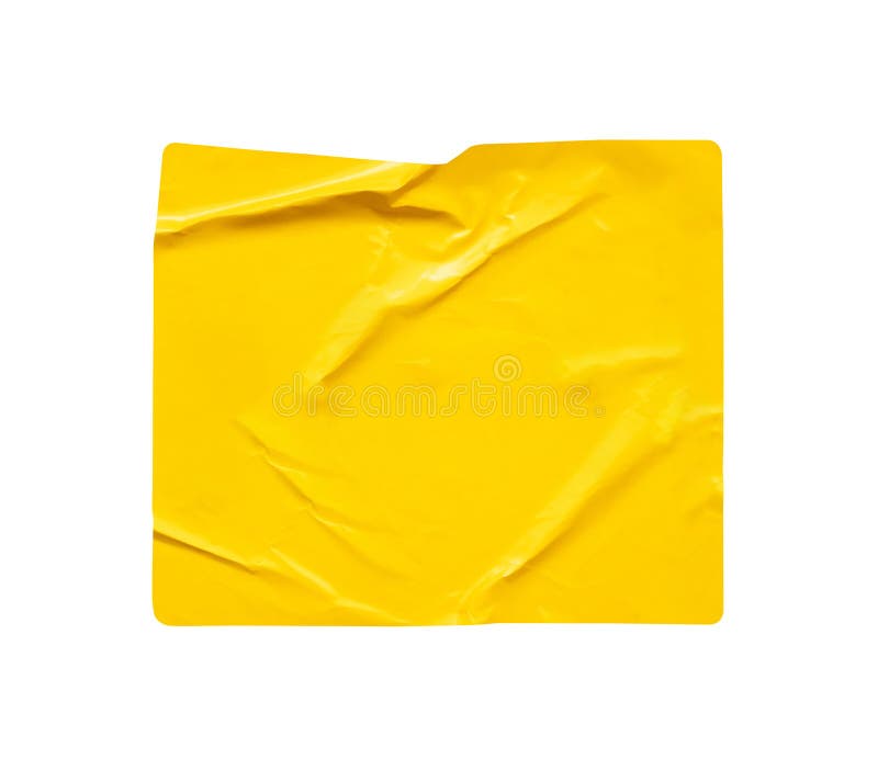 Blank Yellow Paper Sticker Label Isolated on White Background Stock ...