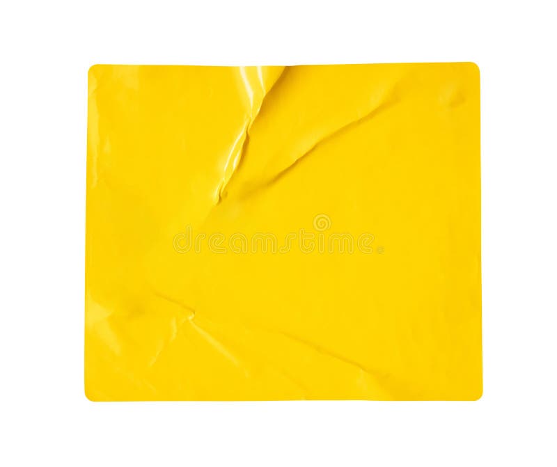 Blank Yellow Paper Sticker Label Set Isolated on White Background Stock ...