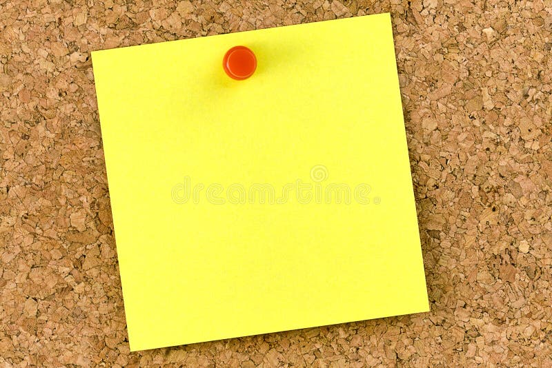 Six Yellow Post-it Sticky Notes on a Cork Board Stock Photo - Image of ...
