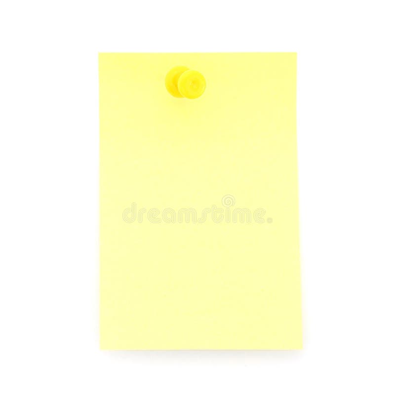 Blank Yellow Post-it Note with Red Push Pin Stock Photo - Image of push ...