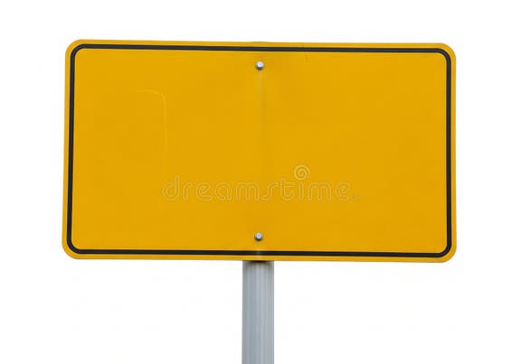 Blank Yellow Rectangular Road Sign on Metal Pole with Rounded Corners ...