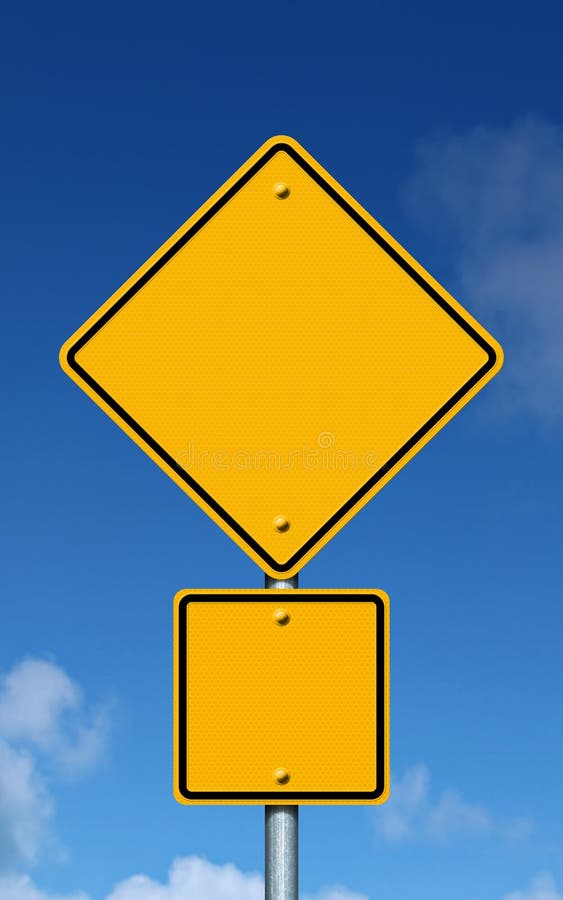 Blank Yellow Road Sign Isolated on White Stock Vector - Illustration of ...
