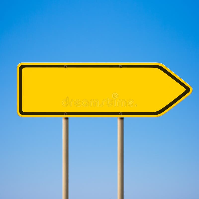 Blank Yellow Road Sign, Direction Pointer Stock Image - Image of arrow ...