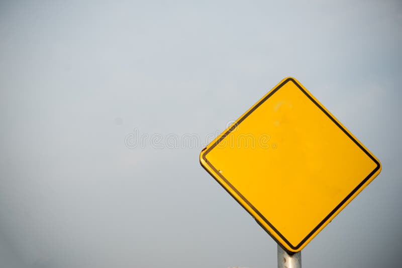 Blank yellow road sign stock photo. Image of post, care - 113482400