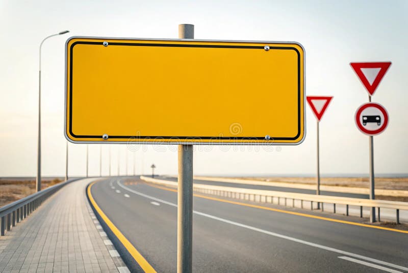 Blank Yellow Road Sign or Empty Traffic Signs Illustration Stock ...
