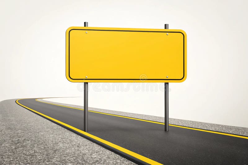 Blank Yellow Road Sign or Empty Traffic Signs Illustration Stock ...