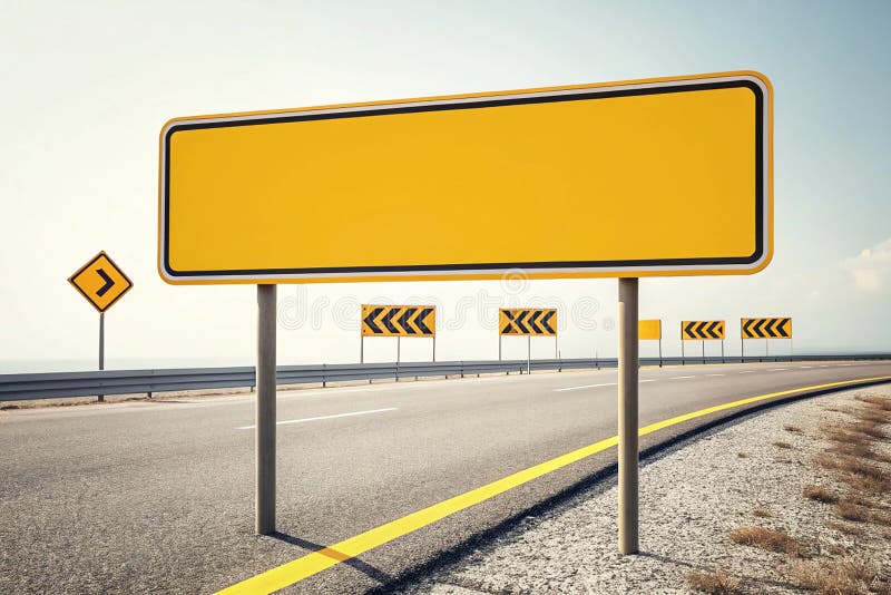 Blank Yellow Road Sign or Empty Traffic Signs Illustration Stock ...