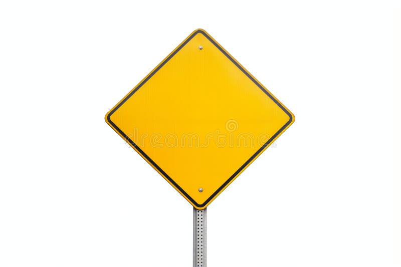 Blank Yellow Road Sign on White Background Stock Image - Image of ...