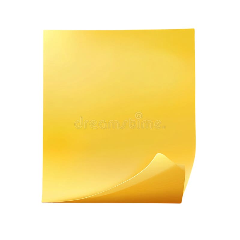 Yellow Sticky Note Paper Mockup Design Work Fold Blank White Isolated ...