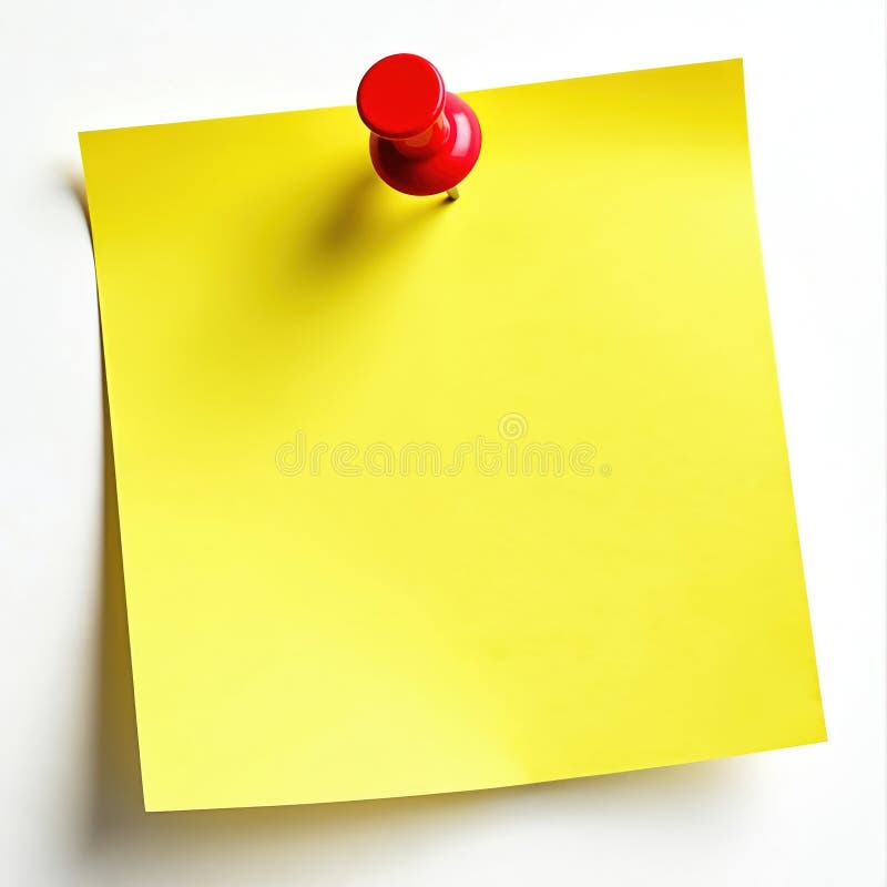 Blank Yellow Sticky Note with Red on White. Empty Paper Memo with Space ...