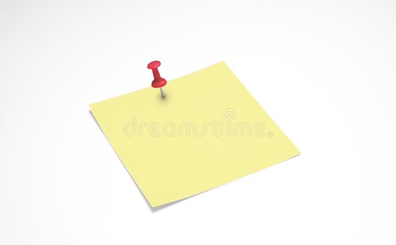 Blank Yellow Sticky Note with Thumbtack. Blank Note, Red Pin Stock ...