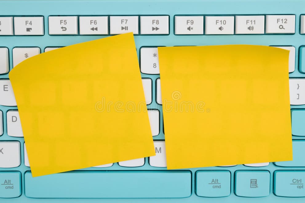Blank Yellow Sticky Notes on Computer Keyboard Stock Image - Image of ...