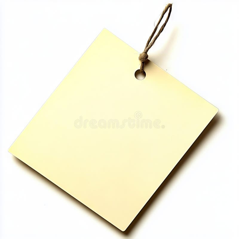 A Blank Yellow Tag with a String Tied Around it Stock Photo - Image of ...
