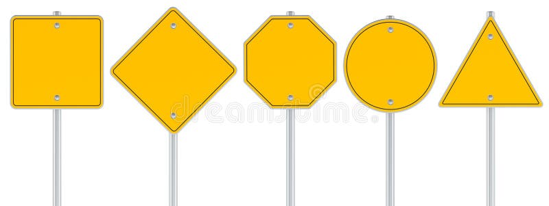 Blank Yellow Traffic Road Signs. Round, Square, Triangular, Rhombus ...