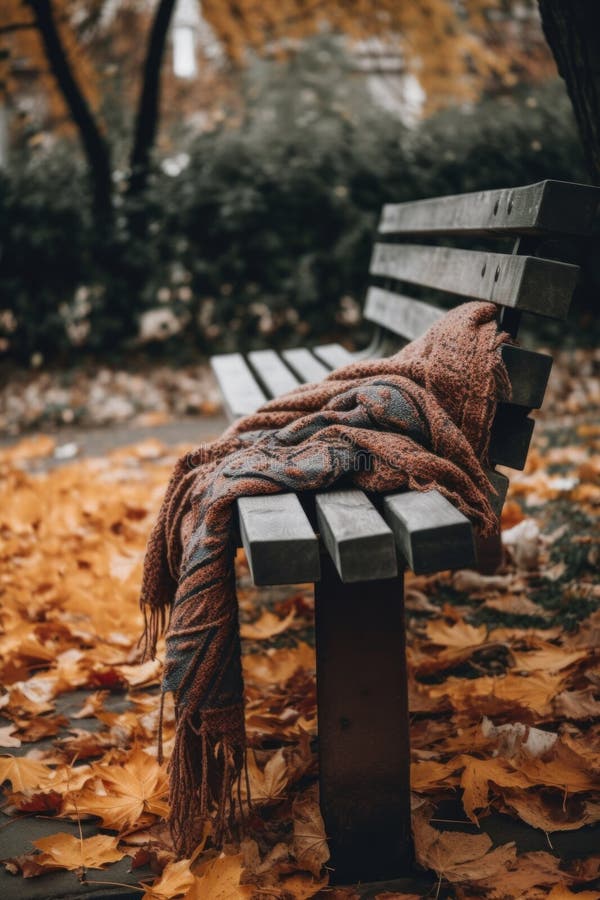 A Blanket on a Park Bench in the Fall. Generative AI Image. Stock ...