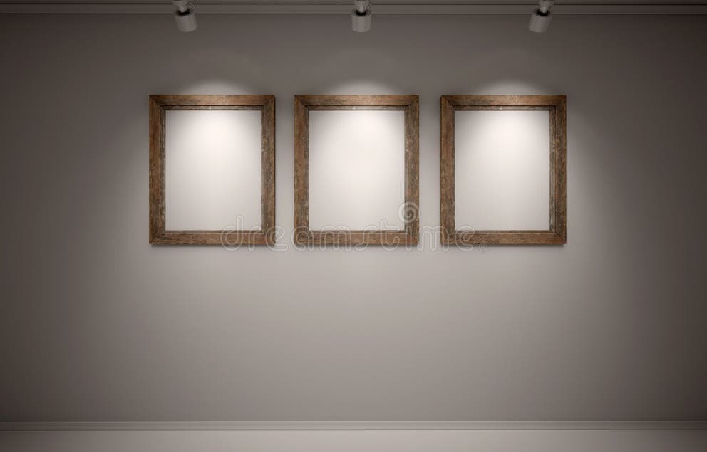 Blanks frames on the wall stock illustration. Illustration of copy ...