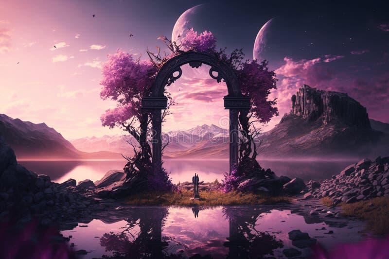 Blasphemous Dream Landscape Stock Illustration - Illustration of ...