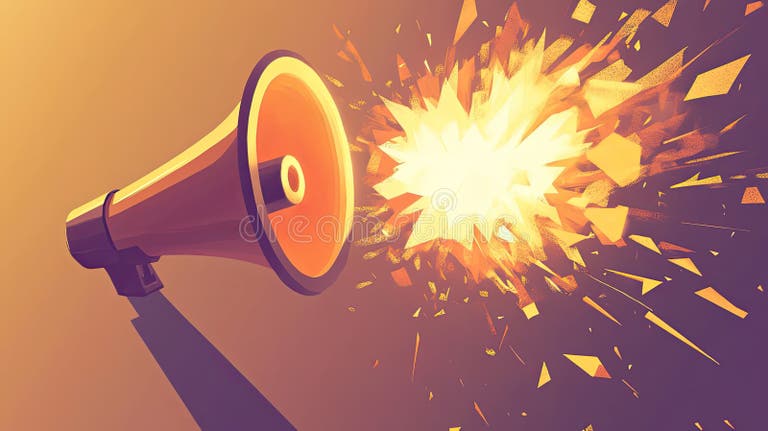 Blast exploding megaphone stock illustration. Illustration of volume ...