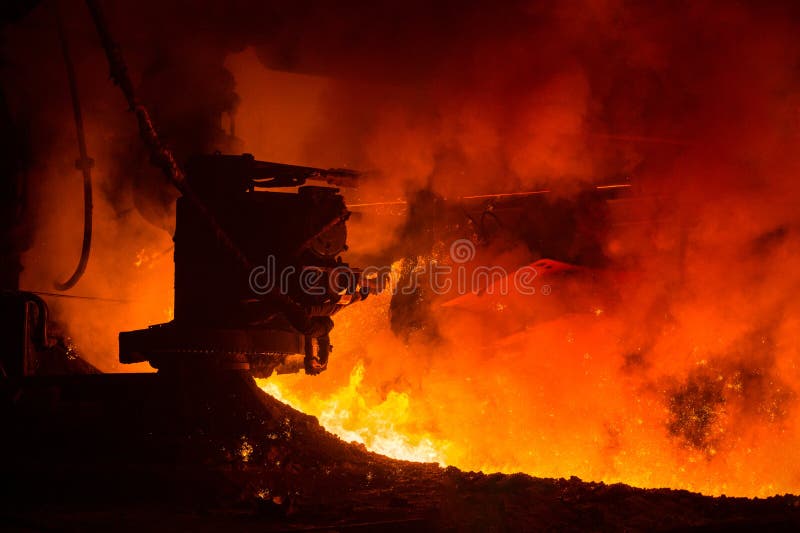 Blast Furnace after Cast Iron Tapping. Equipment and Mechanisms Stock ...