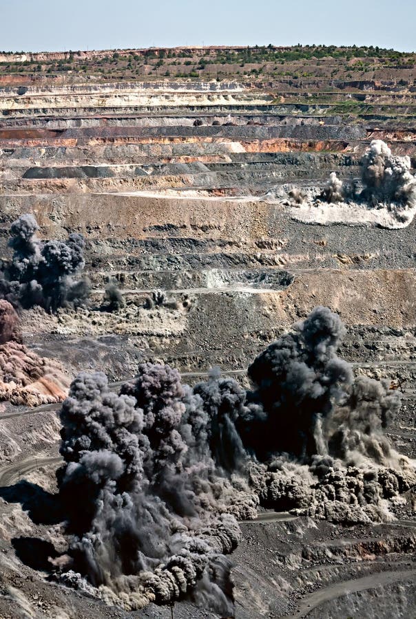 Blast in open pit stock image. Image of machine, action - 19837787