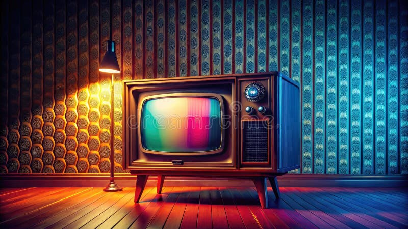 A Blast from the Past Nostalgic Retro TV Set in LowLight Photography ...