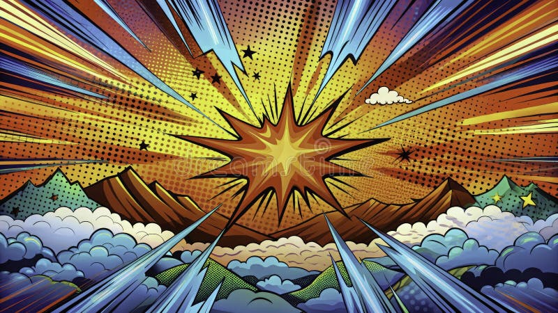 A Blast from the Past Retro Comic Book Landscape Artwork Captures a ...