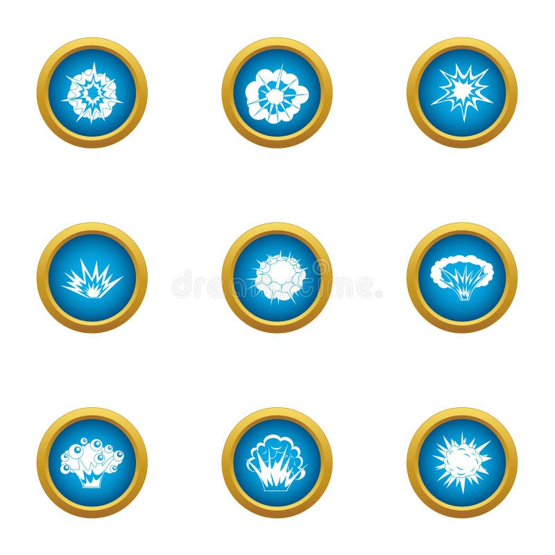 Blast Wave Icons Set, Flat Style Stock Vector - Illustration of burst ...