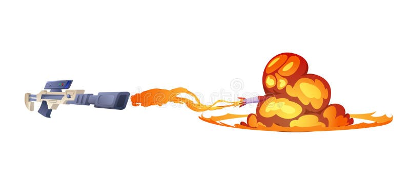 Blaster with Fire Shot Rocket and Explosion. Stock Vector ...