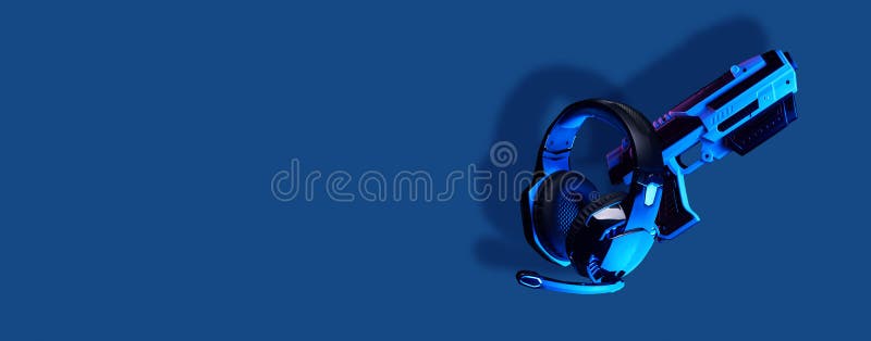 Blaster Game Controllers and Headset. Stock Photo - Image of future ...