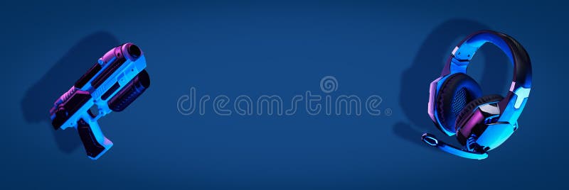 Blaster Game Controllers and Headset. Stock Photo - Image of gaming ...