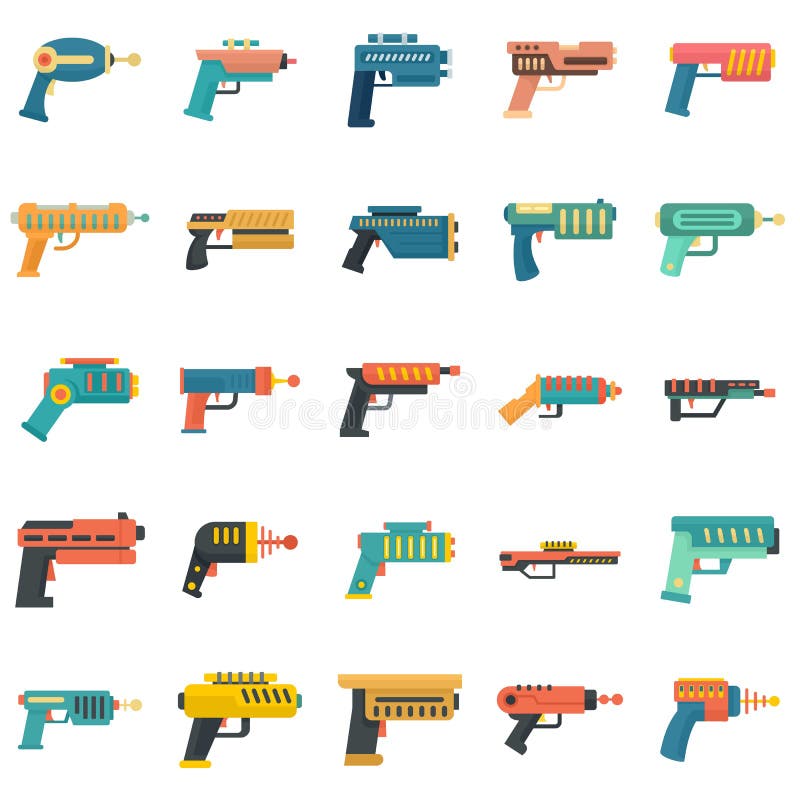 Blaster Icons Set Flat Vector Isolated Stock Vector - Illustration of ...