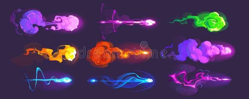 Blaster Shot Effects with Fire, Plasma Beams Stock Illustration ...