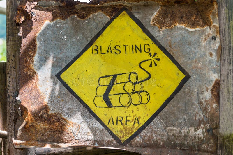 Danger, Blasting Area, Keep Away Text, Hazard Risk Zone Caution Warning ...