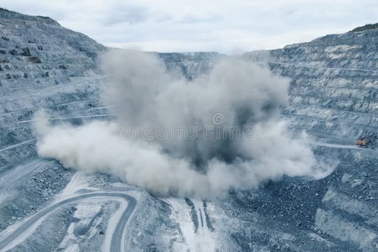Blasting in Quarry, Destruction of Rock with Dynamite Stock Photo ...