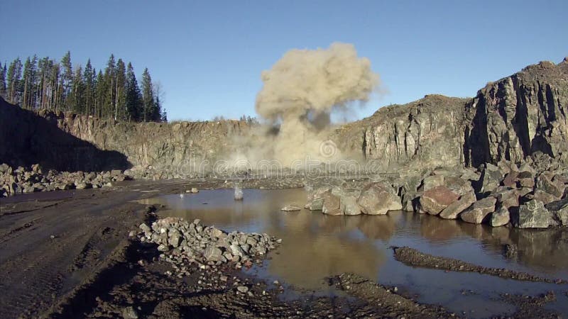 Blasting of Rocks. Crushing Boulders Using Explosive Technologies Stock ...