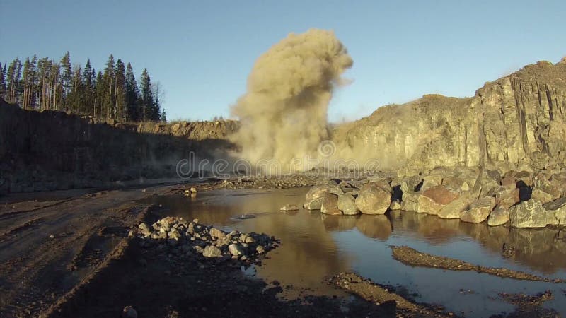 Blasting of Rocks. Crushing Boulders Using Explosive Technologies Stock ...