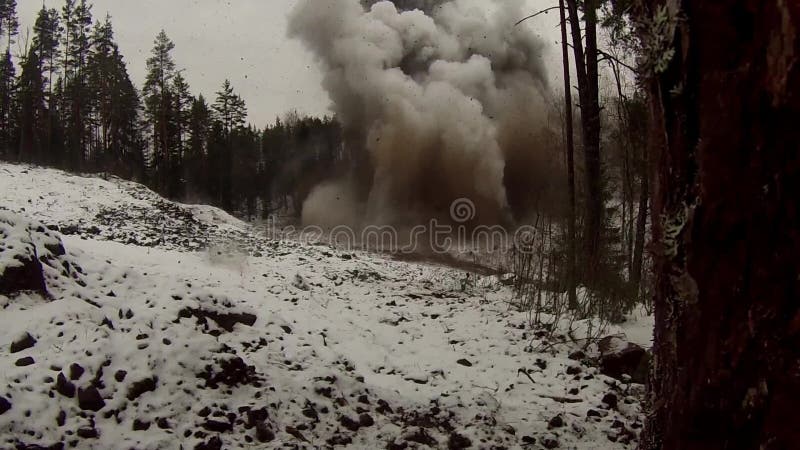 Blasting of Rocks. Crushing Boulders Using Explosive Technologies Stock ...