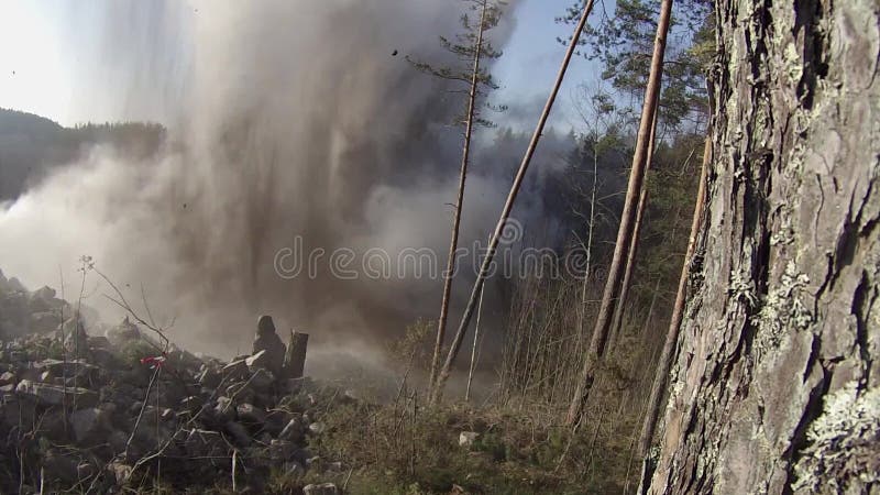 Blasting of Rocks. Crushing Boulders Using Explosive Technologies Stock ...