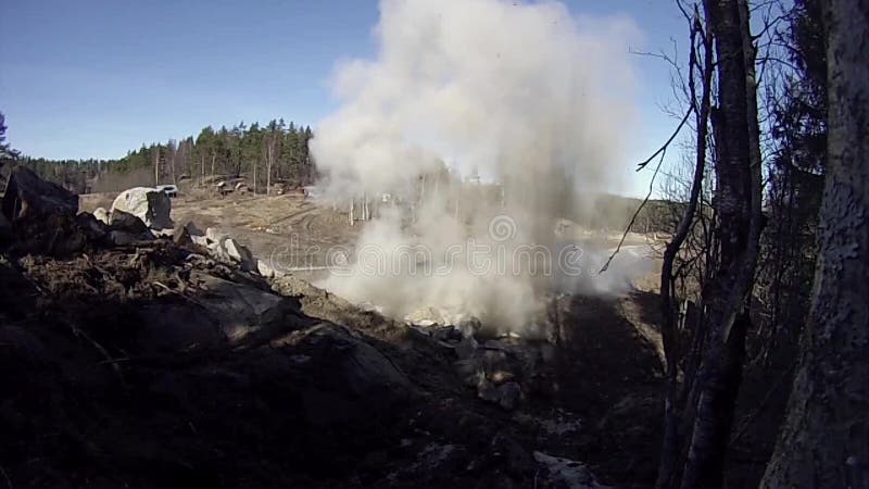 Blasting of Rocks. Crushing Boulders Using Explosive Technologies Stock ...