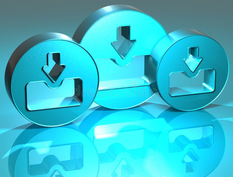 Blau-Zeichen Des Download-3D Stock Abbildung - Illustration von ...