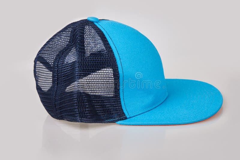 Blauer Baseballdeckel Oder LKW-Hut Mit Schwarzer Masche Stockbild ...