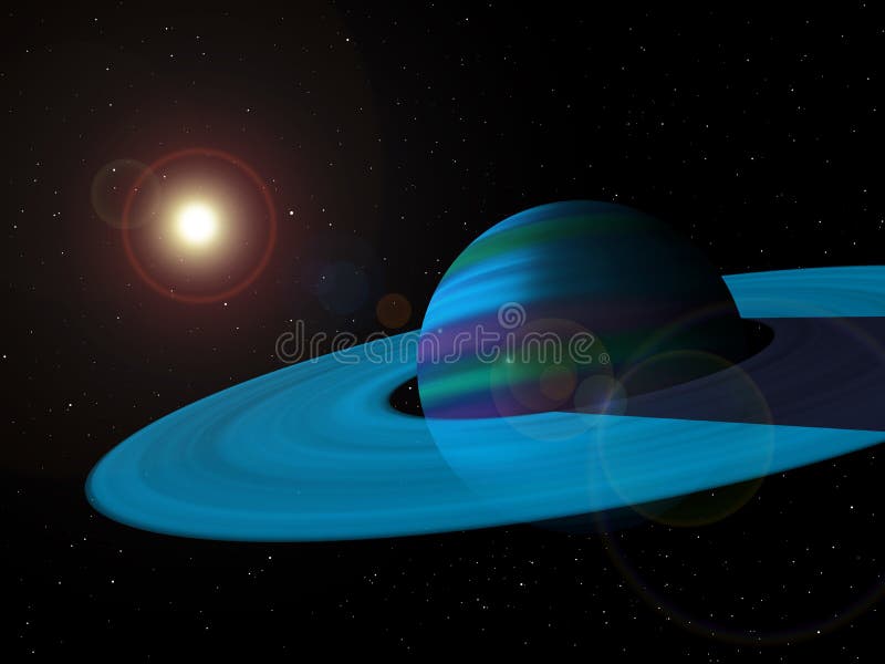 Blauer Gas-Riese-Planet Mit Ringen Stock Abbildung - Illustration von ...