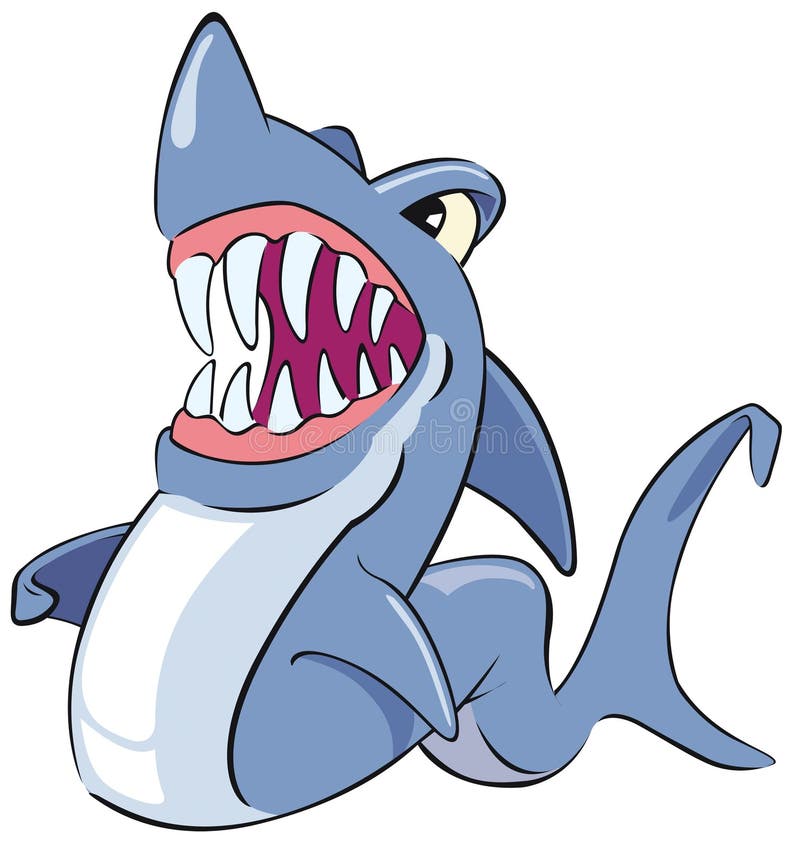 Blauer Hai vektor abbildung. Illustration von komisch - 9771456