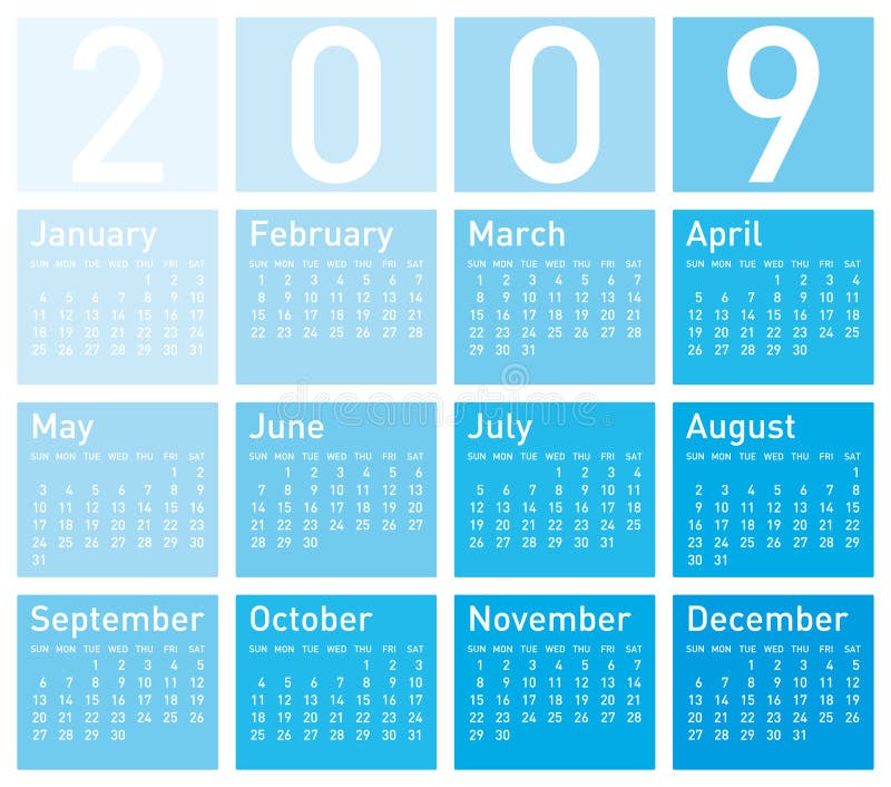 Blauer Kalender für 2009 vektor abbildung. Illustration von zukunft ...