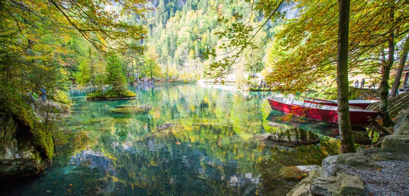 Blausee, Switzerland in Autumn Stock Photo - Image of swiss, natural ...