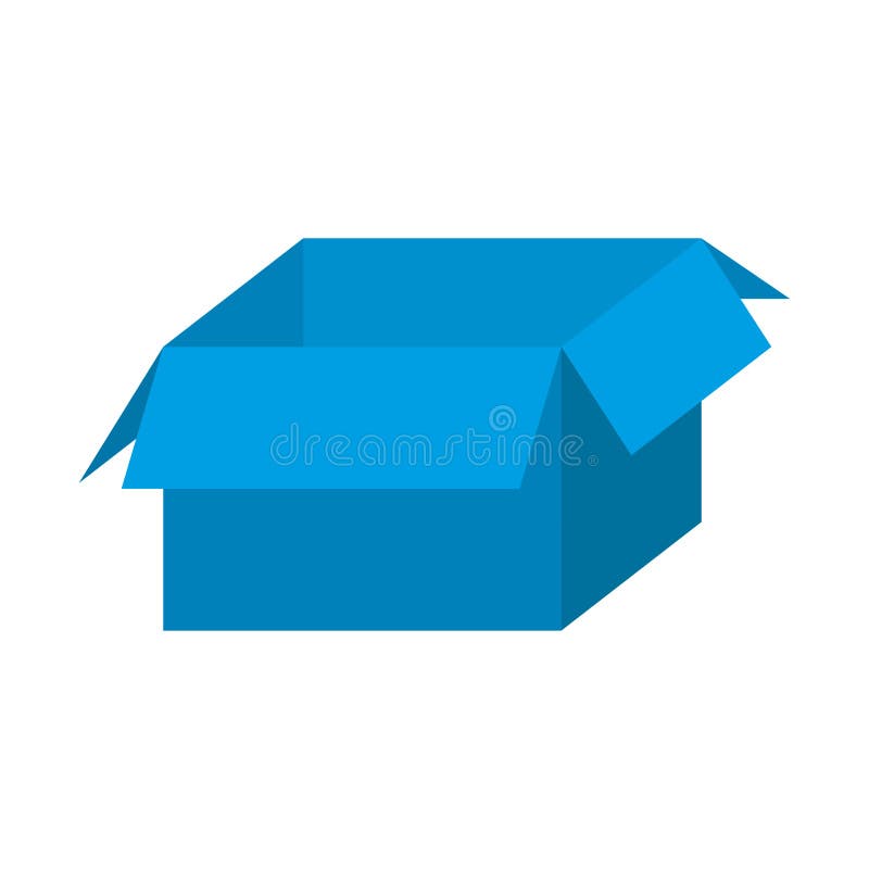 Blauw doos open pictogram stock illustratie. Illustration of leeg ...