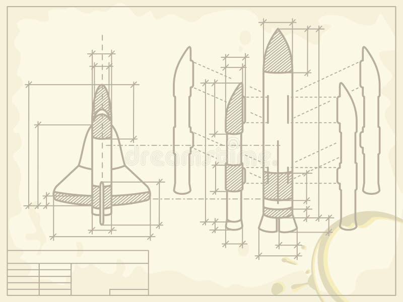 Blauwdruk Van Het Ruimteschip Vector Illustratie - Illustration of ...