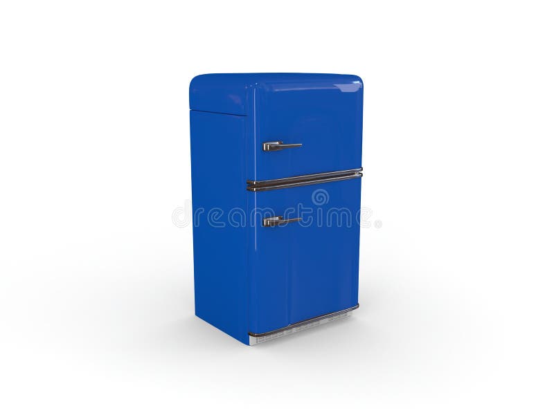 Blauwe retro ijskast stock afbeelding. Image of diepvriezer - 10619157