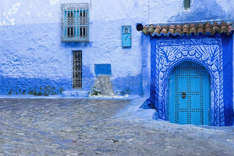 Blauwe Stad Van Chefchaouen in Marokko Stock Foto - Image of steeg ...