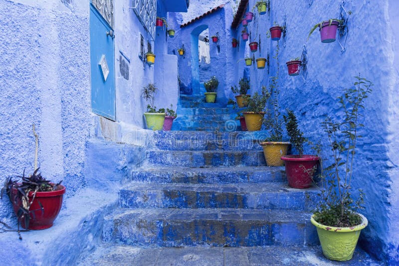 Blauwe Stad Van Chefchaouen in Marokko Stock Afbeelding - Image of ...